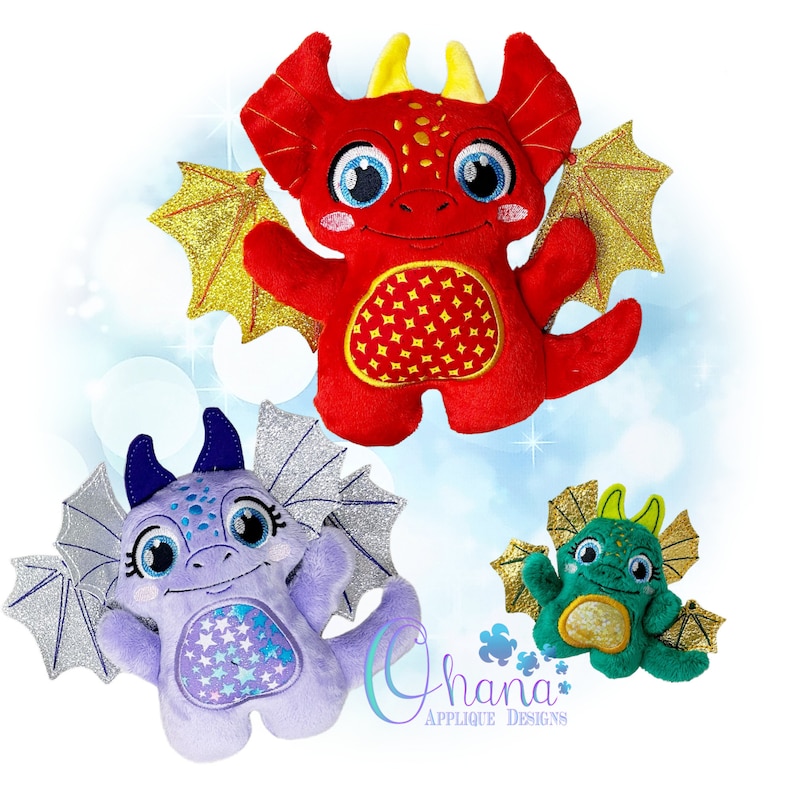 Huggable Dragon Stuffie in the Hoop Machine Embroidery Design - Etsy