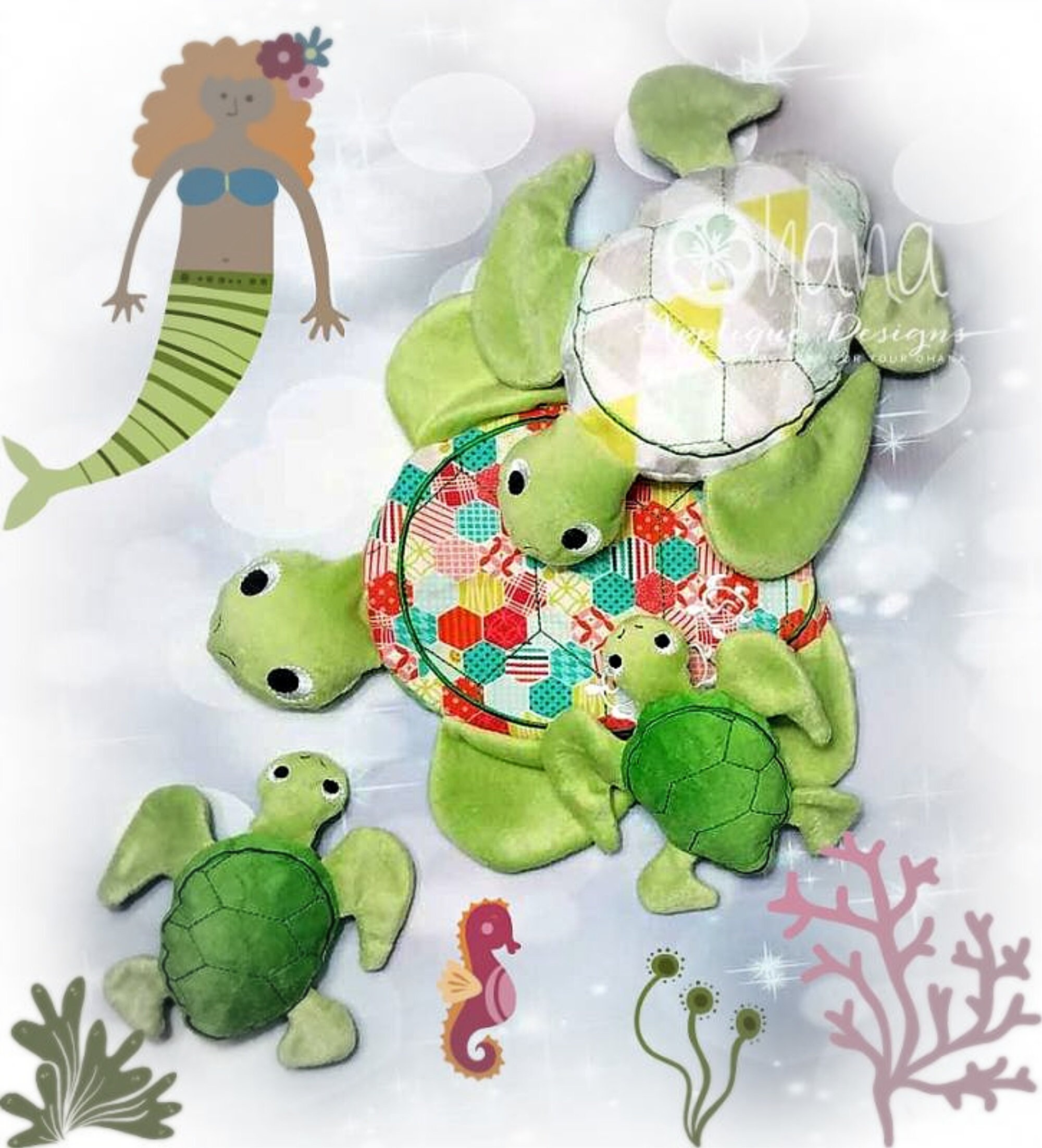 Turtle, Sea Turtle, Honu Plush Stuffie Pattern in the Hoop Machine ...