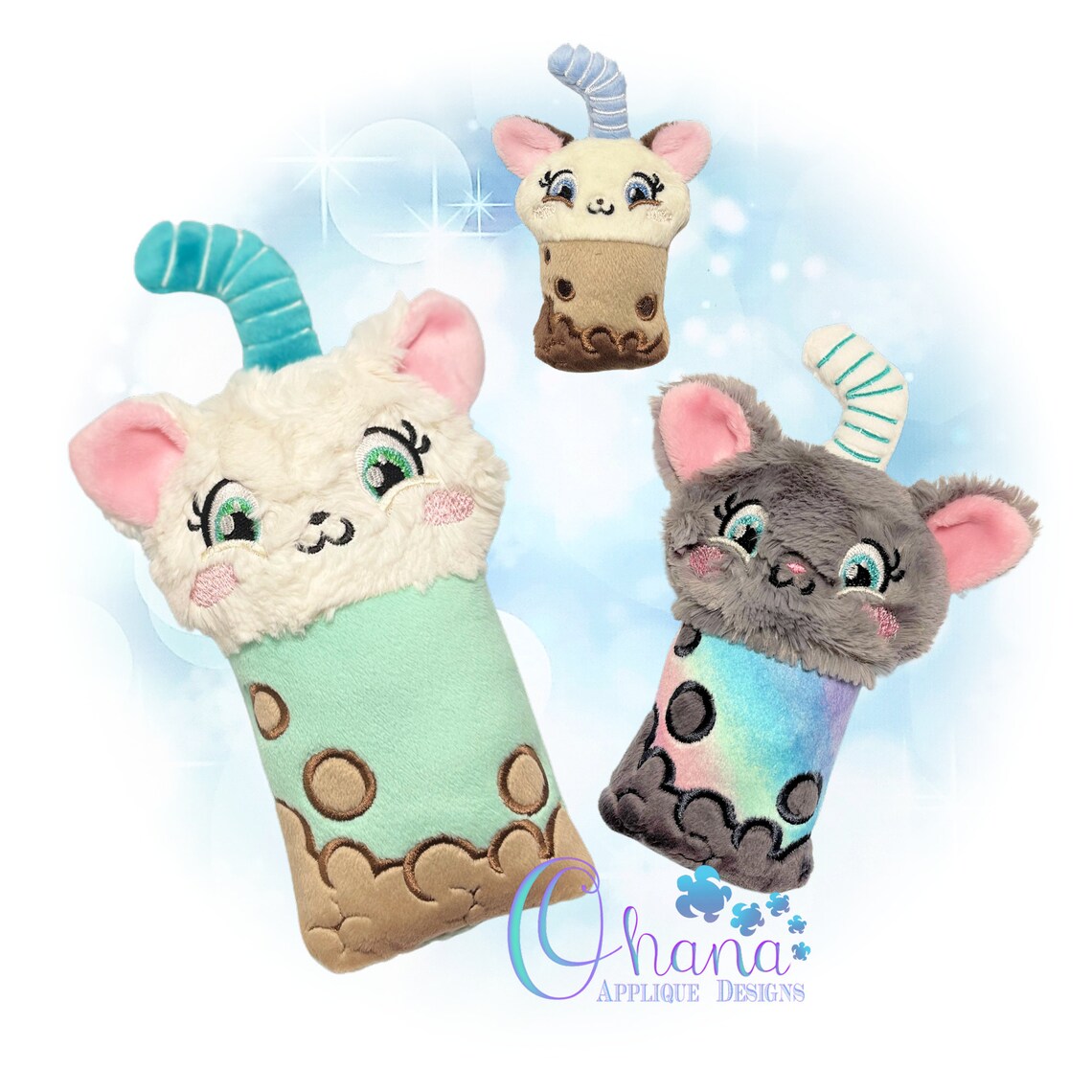 Kitty Bubble Tea Stuffie in the Hoop Machine Embroidery Design - Etsy