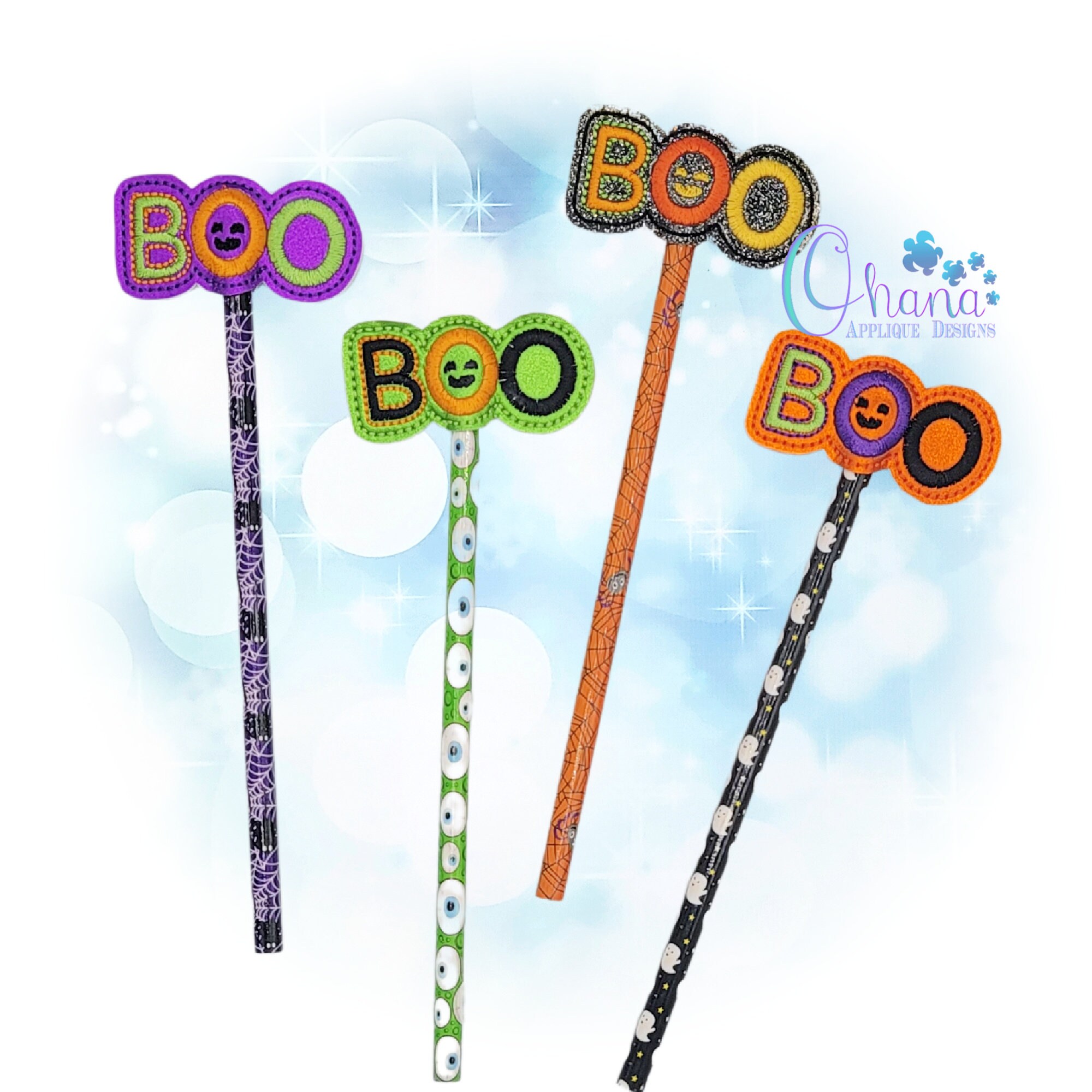 Boo Pencil Topper in the Hoop Machine Embroidery Design - Etsy