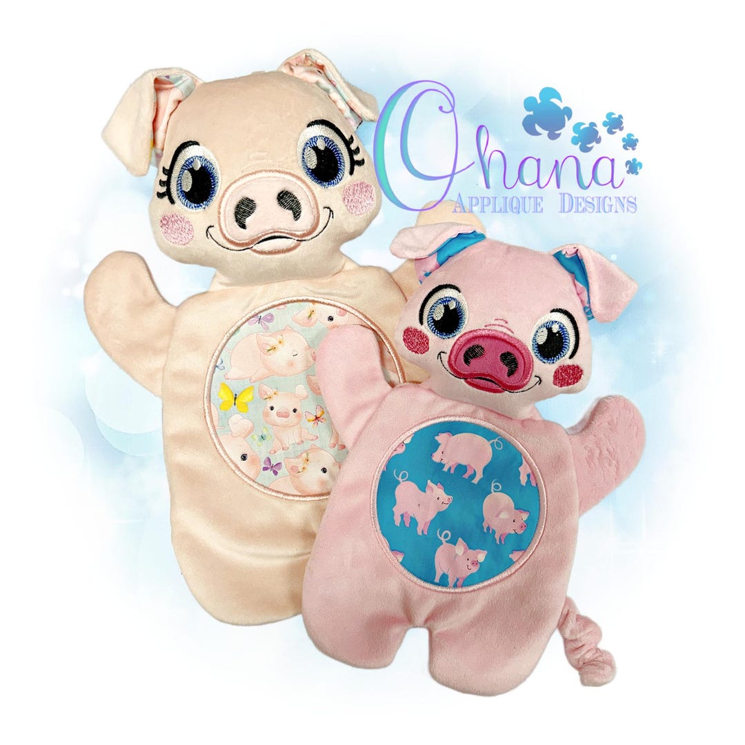 Huggable Pig Flat Body Lovey in the Hoop Machine Embroidery Design - Etsy
