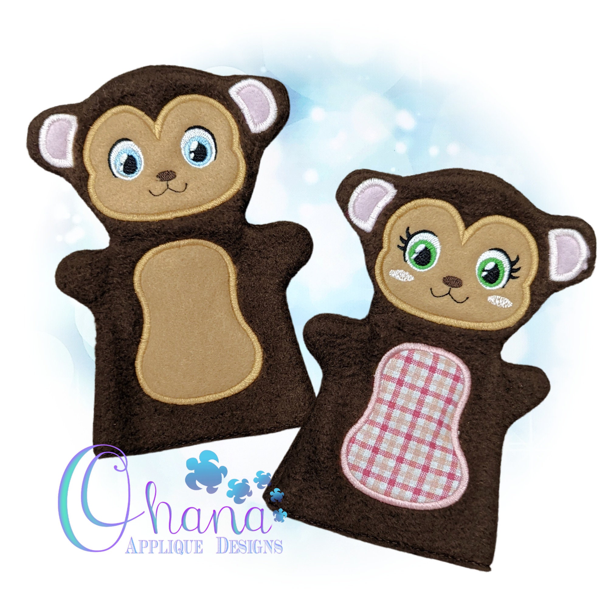 Monkey Hand Puppet in the Hoop Machine Embroidery Design - Etsy