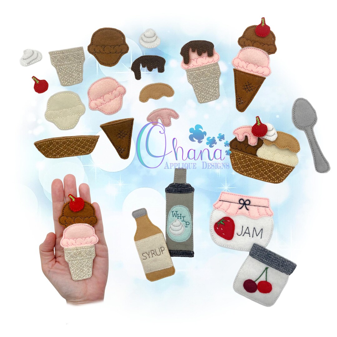Ice Cream Sundae Kit Play Set in the Hoop Machine Embroidery Design - Etsy