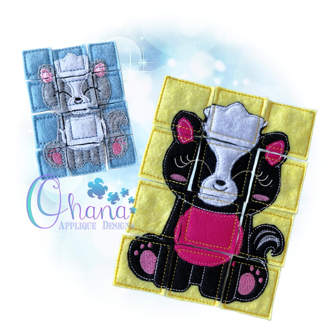 Skunk Puzzle in the Hoop Machine Embroidery Design - Etsy