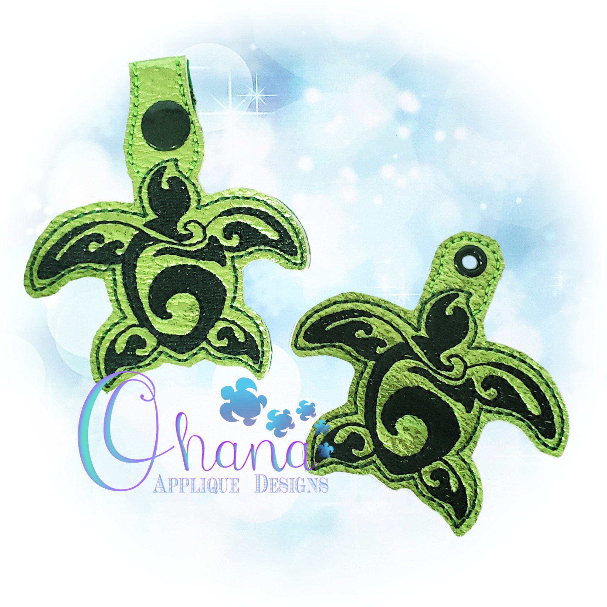 Honu Sea Turtle Key Chain Key Fob Snap Tab in the Hoop - Etsy