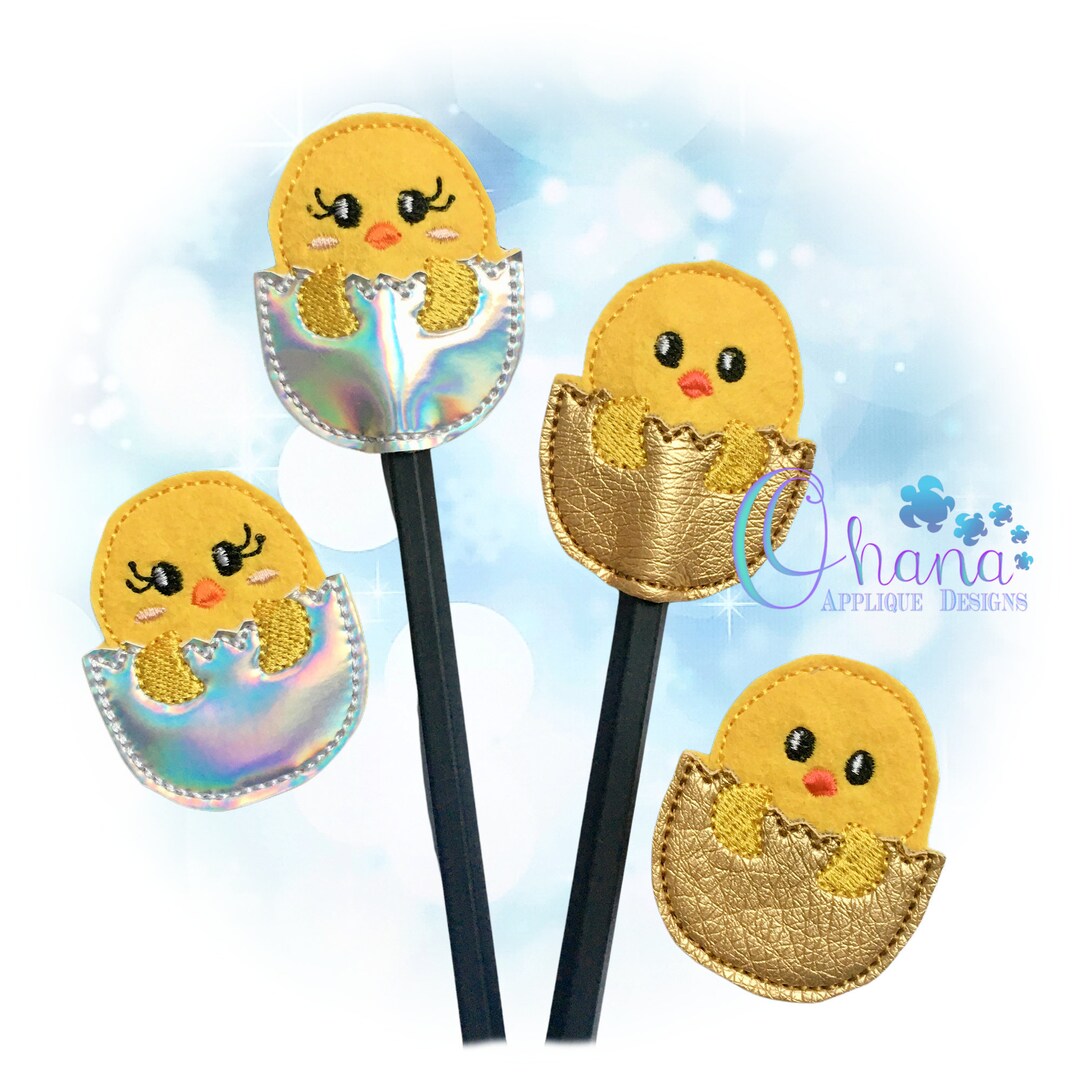 Topper de lápiz Chick Eggie en el diseño de bordado de la máquina de ...