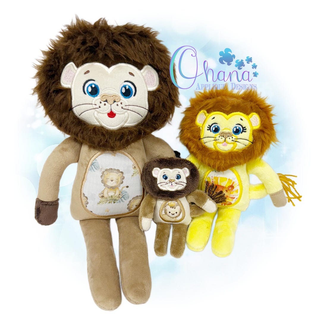 Lion Rag Doll Stuffie in the Hoop Machine Embroidery Design - Etsy