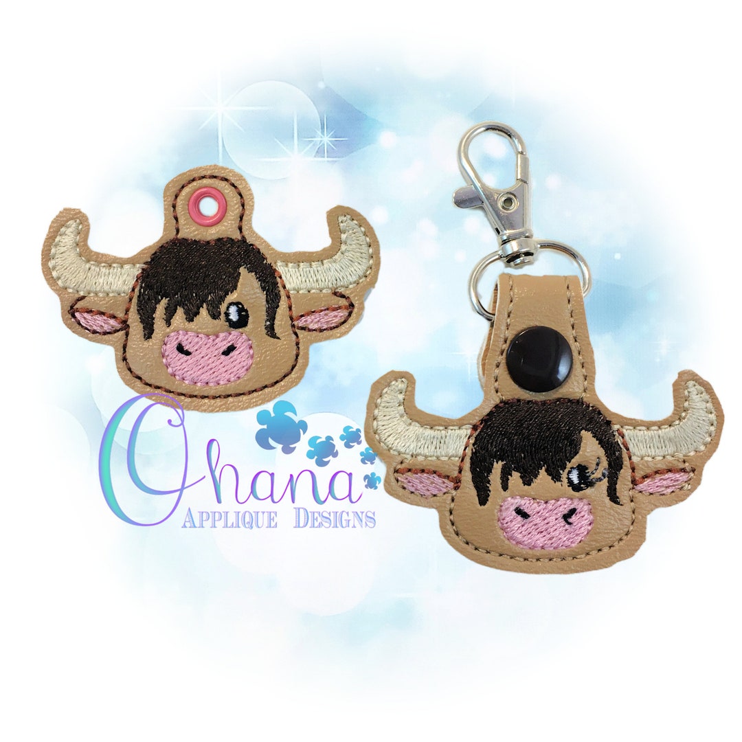 Highland Cow Key Chain, Key Fob, Snap Tab in the Hoop Machine ...