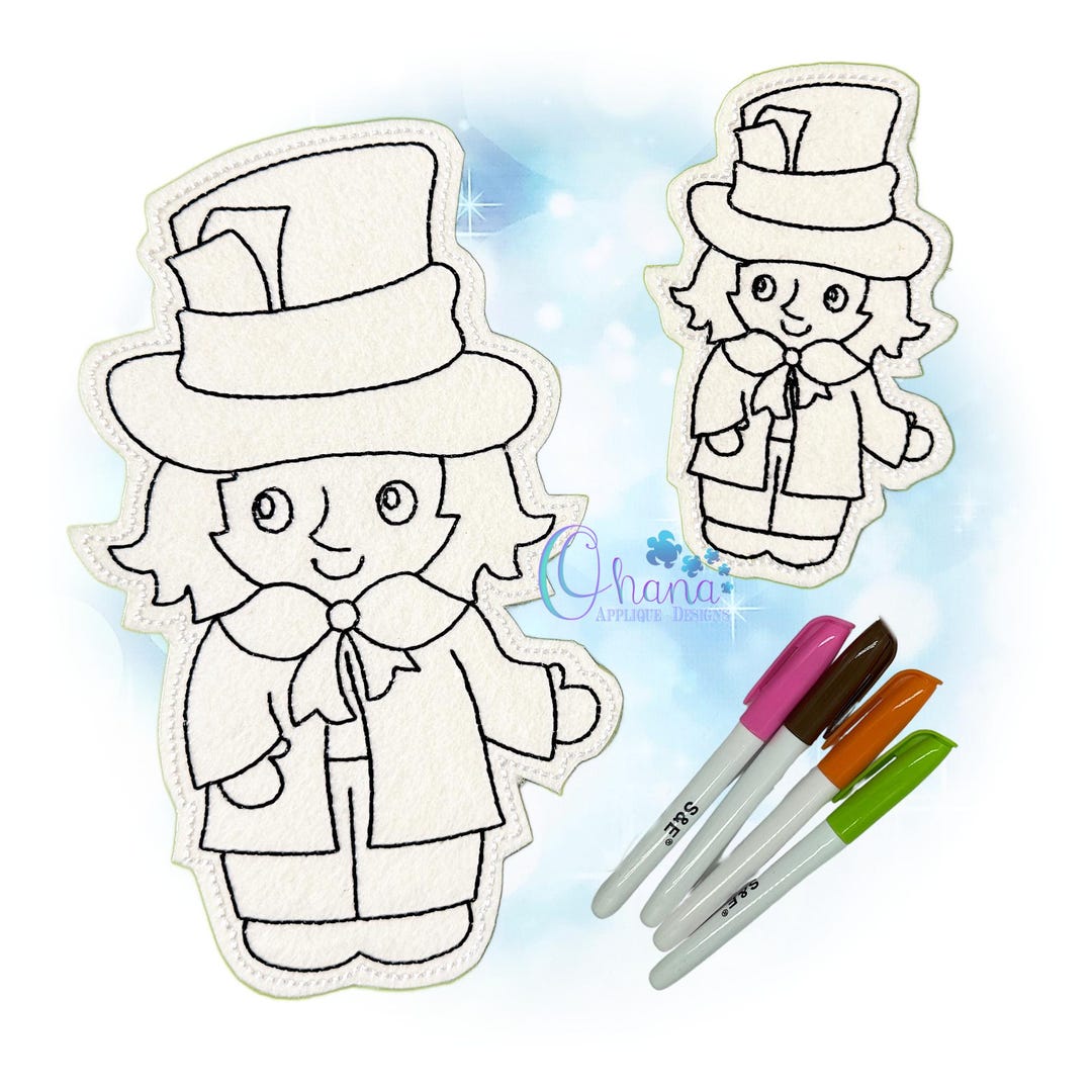 Mad Hatter Flat Coloring Doll in the Hoop Embroidery Machine Design - Etsy