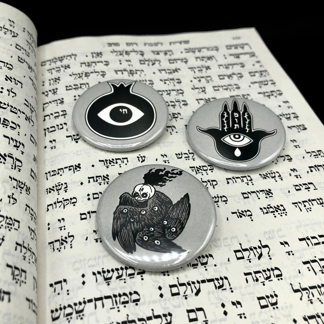 Jewish Goth Pins Set - Life Pomegranate - Death Hamsa - Skull Cherub - Etsy