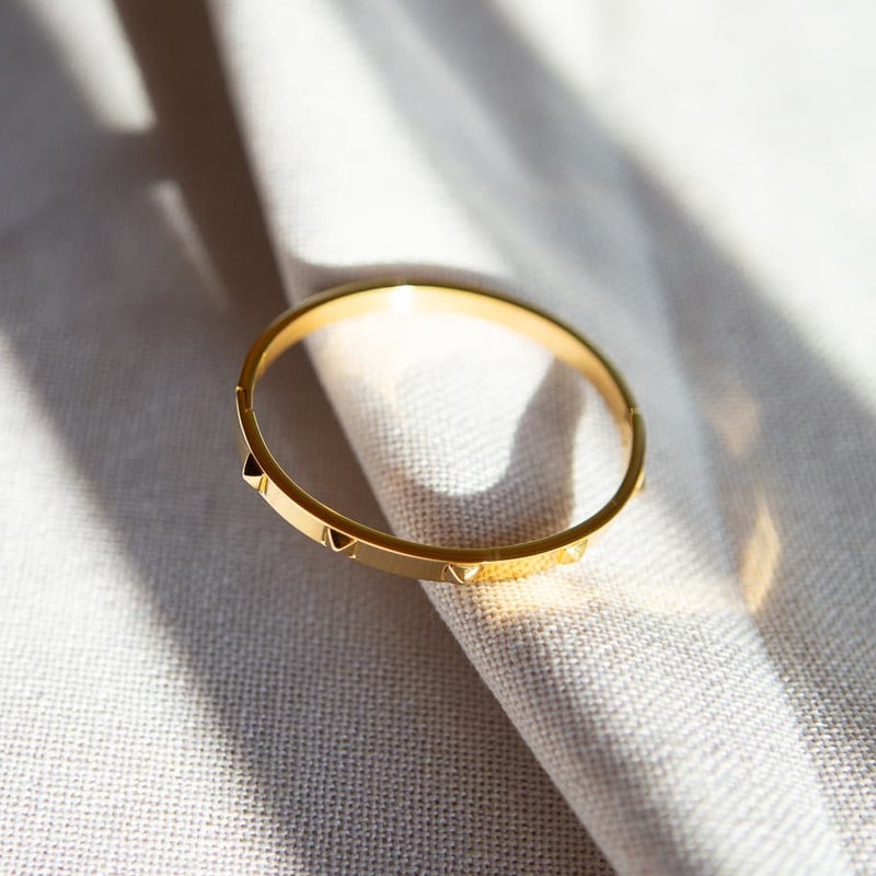 Leather Stud Bangle - Etsy