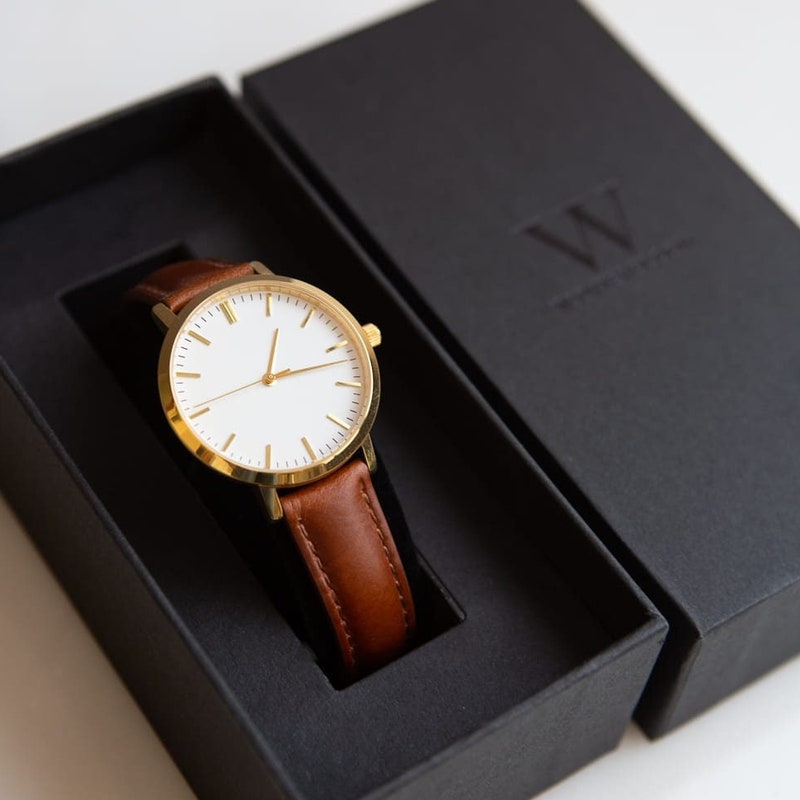 Brown Leather Watch - Etsy