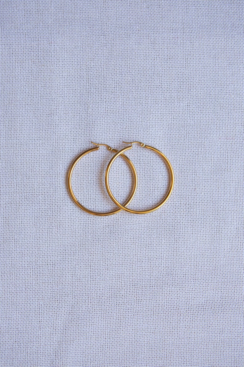 Classic Large Latch Back Gold Hoop Earrings Classic Hoop - Etsy