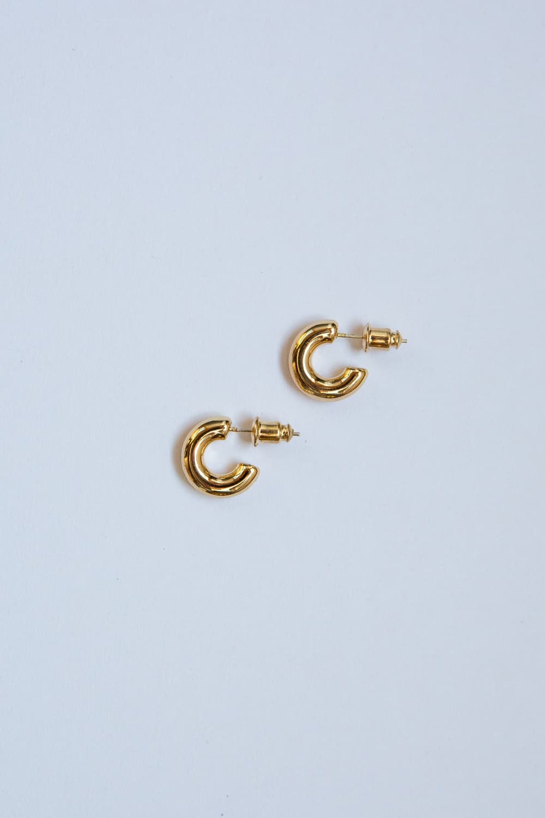 Small Gold Chubby Hoops, 14mm Small Gold Chunky Hoops, Small Thick Gold ...