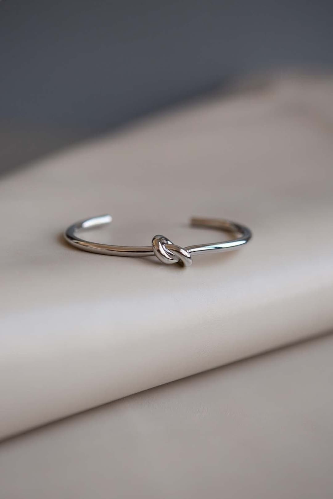 Minimalist Silver Knot Cuff Bracelet, Silver Cuff Bracelet, Tie Knot Bracelet, Minimalist Cuff ...