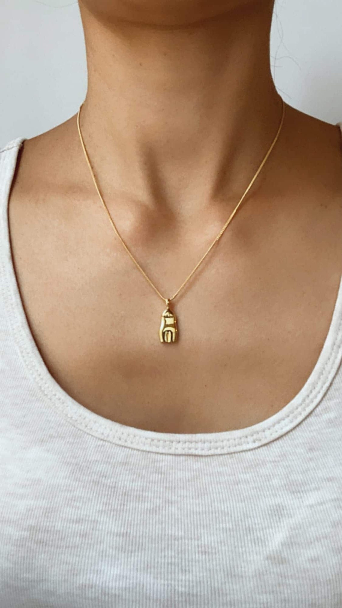 Gold Woman Body Pendant Necklace 925 Sterling Silver | Etsy