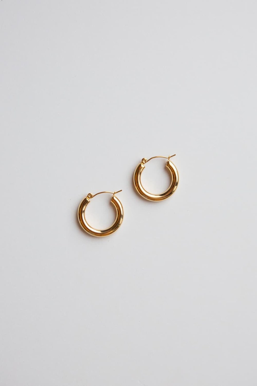 Gold Small Thick Hoop Earrings, Gold Small Thick Hoops, Small Thick Gold Hoops, Small Chunky ...
