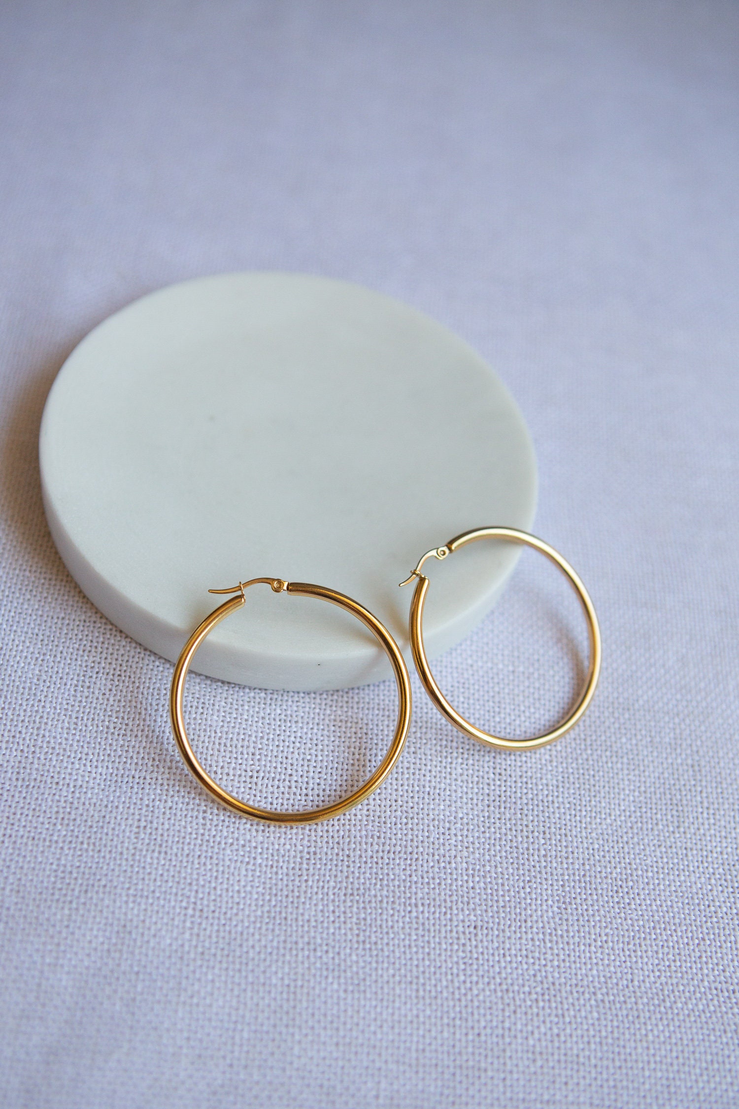 Classic Large Latch Back Gold Hoop Earrings Classic Hoop | Etsy