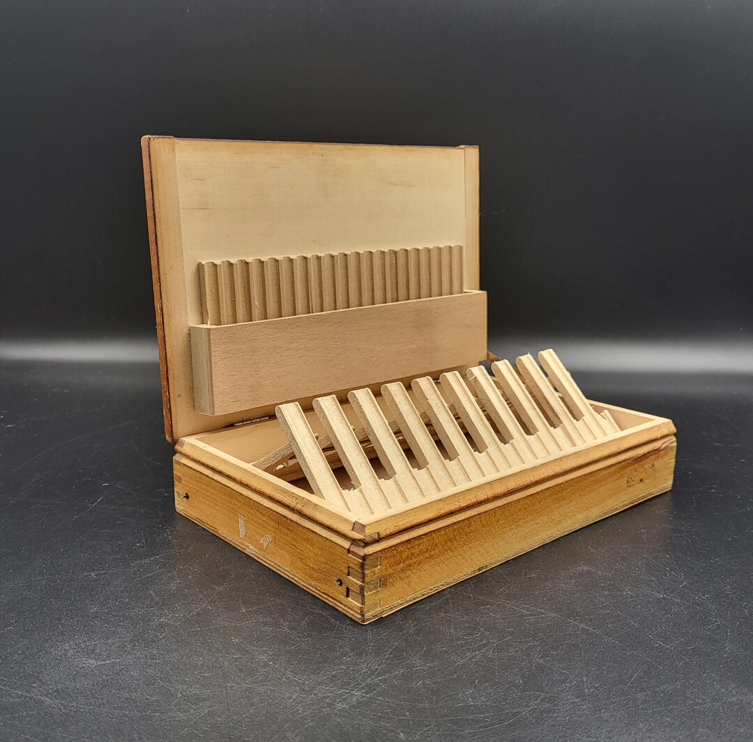 Handmade Wooden Cigarette Holder. Vintage Table Top Cigarette Box ...