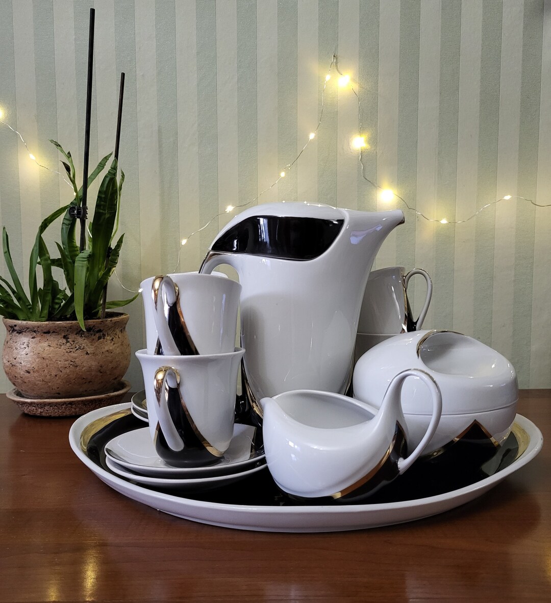 Vintage Korosten Porcelain Tea Set, Hand Painted & Gilded, Ukrainian ...
