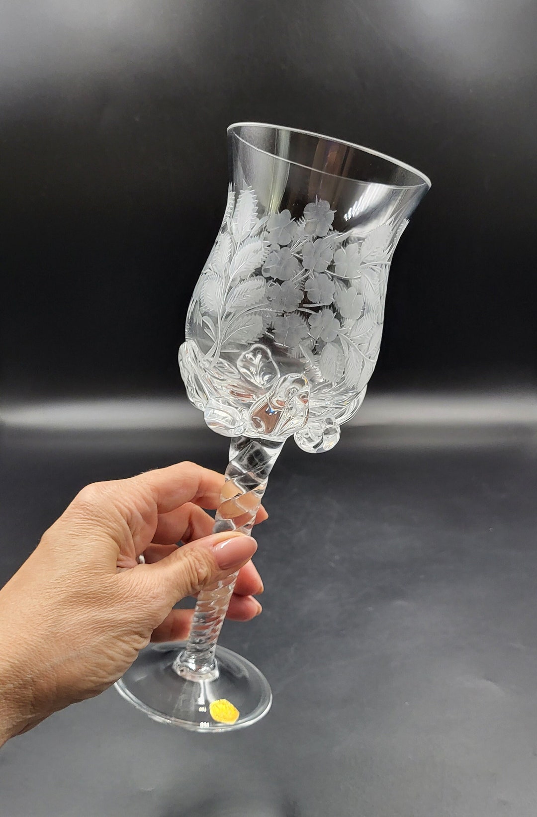 Gorgeous Hand Blown Crystal Glass Wine Goblet. Rare Collectible Stemed ...
