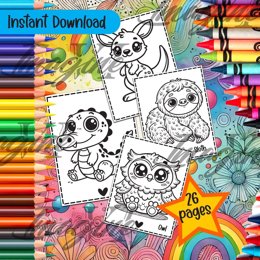 Digital Coloring Pages for Kids - Cute Animals - Printables - Kids ...