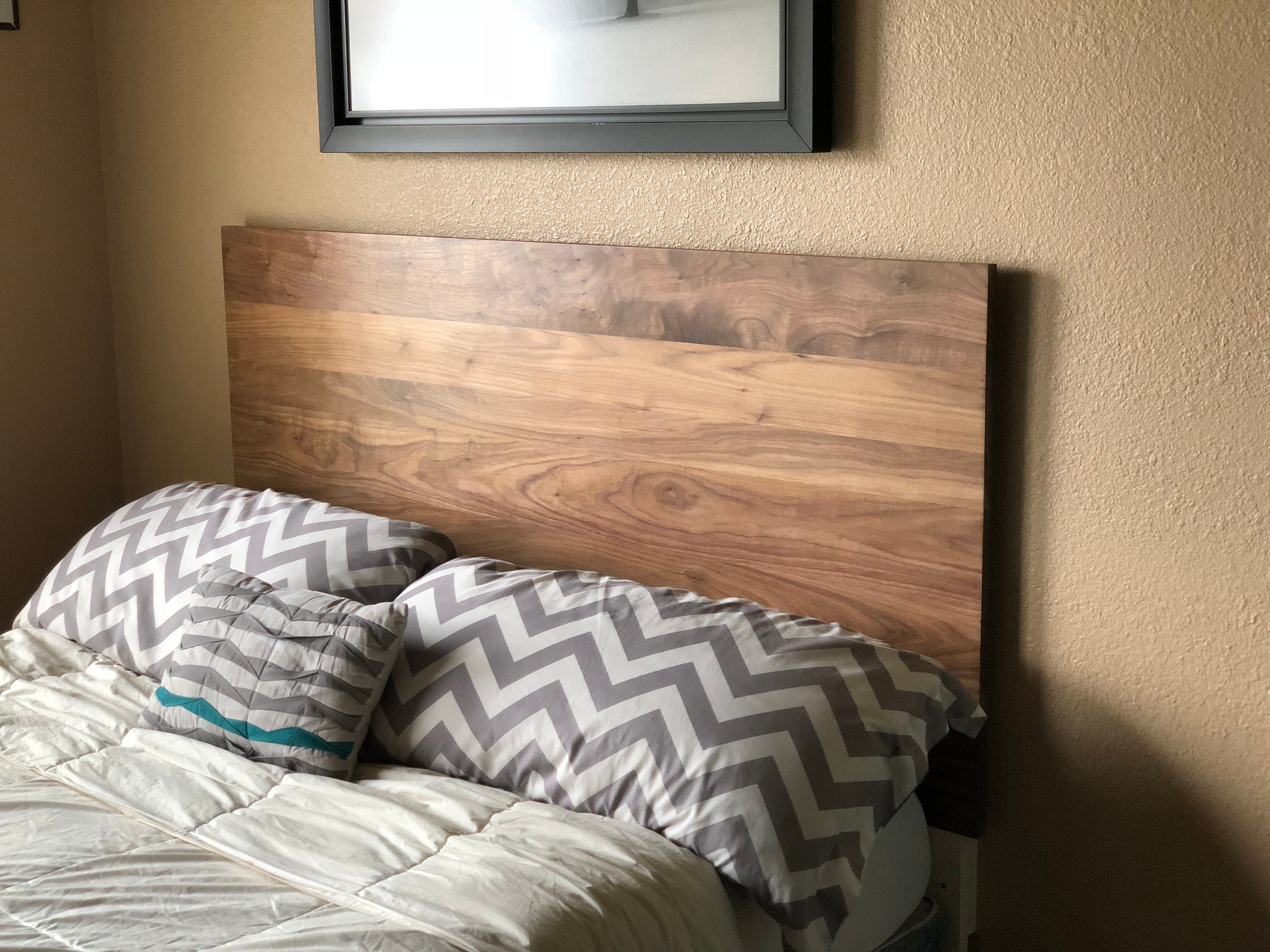 Walnut Headboard Modern by CW Furniture in King Size Custom Handmade Solid Hardwood Minimalist Legs or Wall Mount French Cleat Bedroom Etsy UK