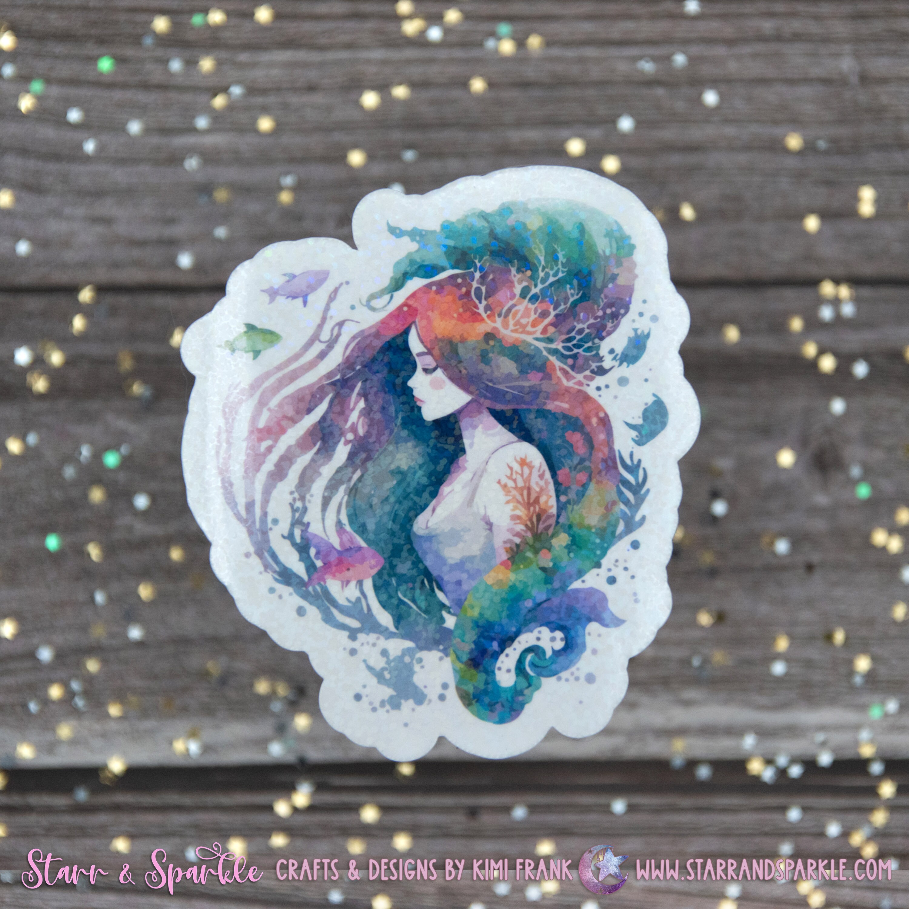 Mermaid Sticker, Watercolor Print, Decals for Laptops, Stickers for ...