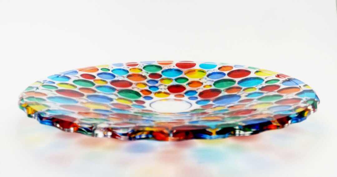 Bubbly Bohemia Crystal Plate, Hand-painted , Murano Style Venice - Etsy