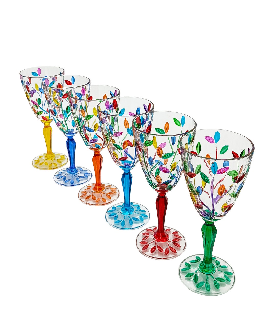 Set 6 Laurus Stemware 28 Cl Multicolor Murano Style - Etsy
