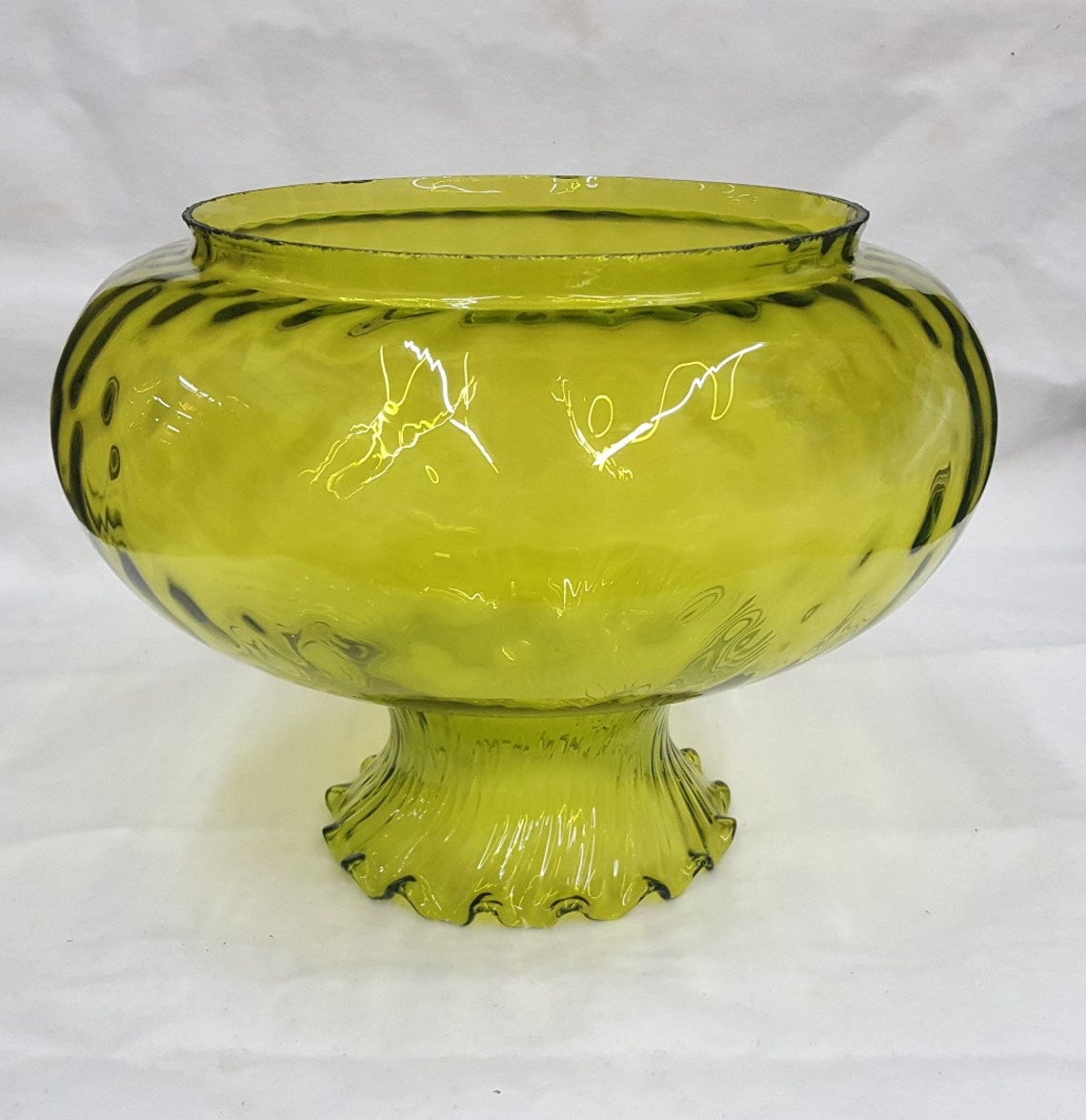 Very Large Vintage Light Green Glass Lamp Shade With Ruffled Top - Etsy 日本