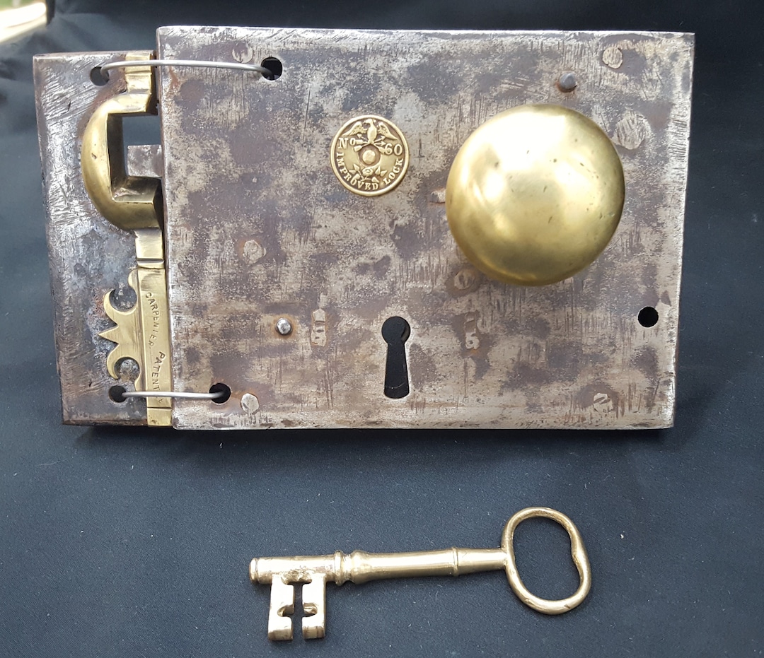 Restored Carpenter Lock 60 With Door Knobs Keeper and Key Left Handed ...