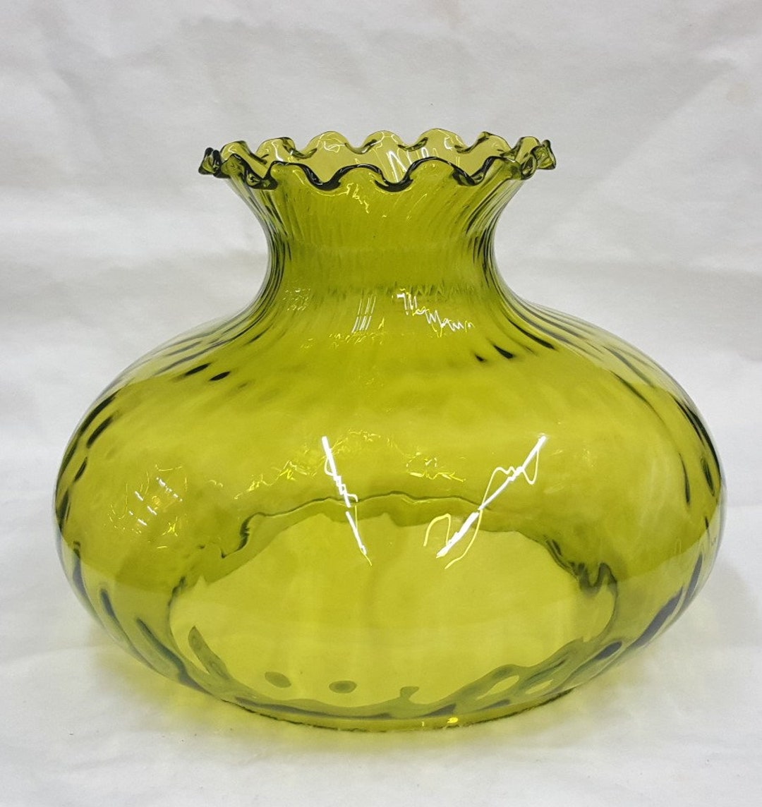 Very Large Vintage Light Green Glass Lamp Shade With Ruffled Top - Etsy 日本