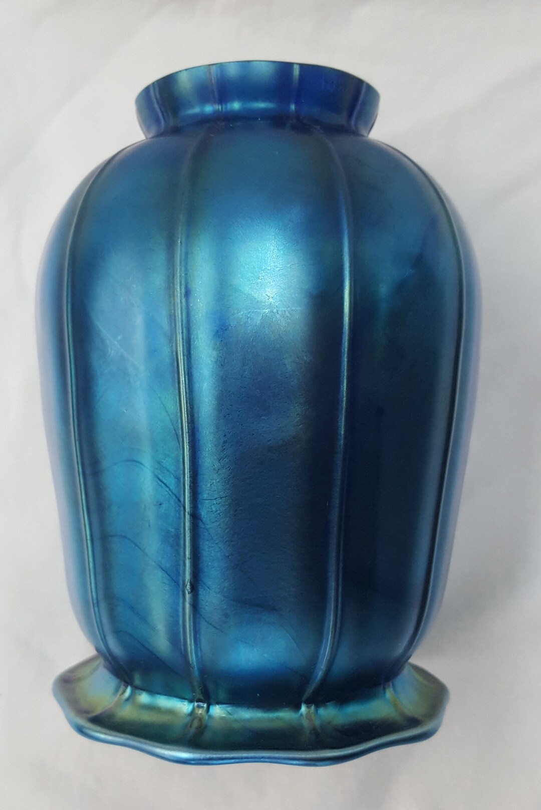 Vintage Blue Iridescent Hand Blown Lamp Shade - Etsy