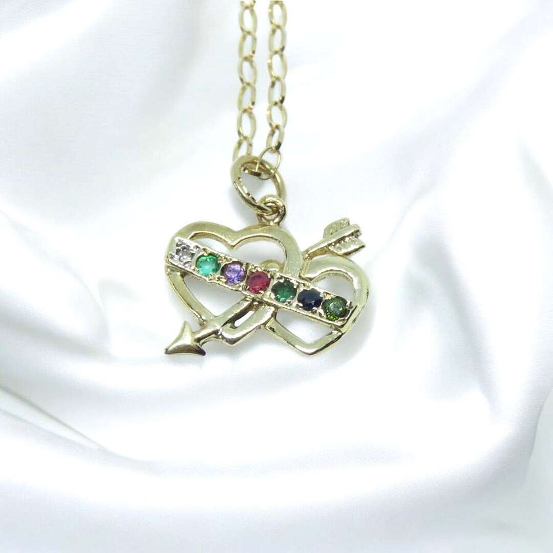 Vintage DEAREST Acrostic Double Heart Pendant Necklace With Chain, 9 ...
