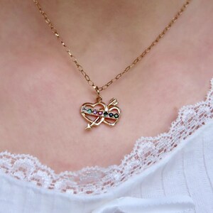 Vintage DEAREST Acrostic Double Heart Pendant Necklace With Chain, 9 ...