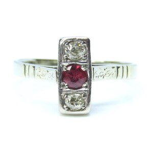 Art Deco Ruby and Diamond Ring Set in 18ct Carat White Gold and ...