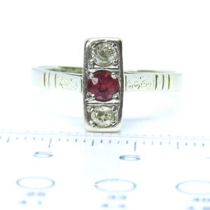 Art Deco Ruby and Diamond Ring Set in 18ct Carat White Gold and ...