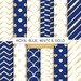 Royal Blue White & Gold digital paper white and gold blue | Etsy