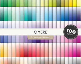 Ombre Watercolor digital paper 100 rainbow colors gradient | Etsy