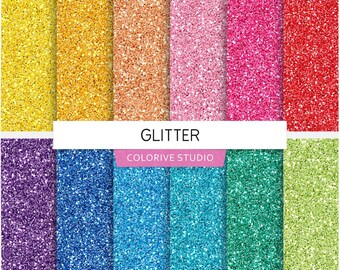 Rainbow Glitter Digital Paper Glitter Textures Glitter | Etsy