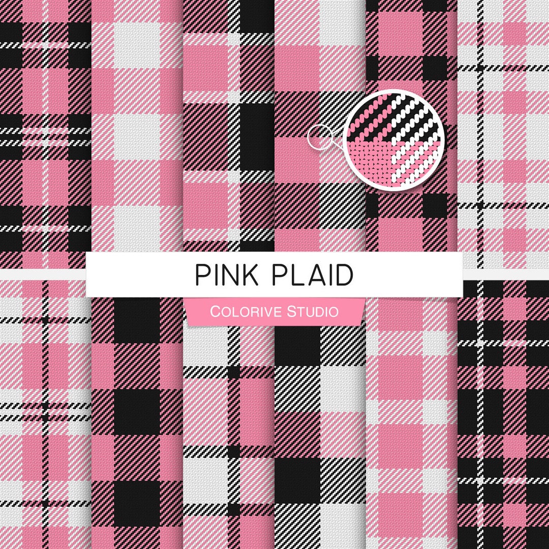 Pink Plaid Digital Paper Tartan Pink Buffalo Plaid Check - Etsy