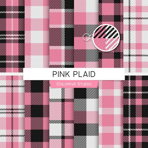 Pink Plaid Digital Paper Tartan Pink Buffalo Plaid Check - Etsy