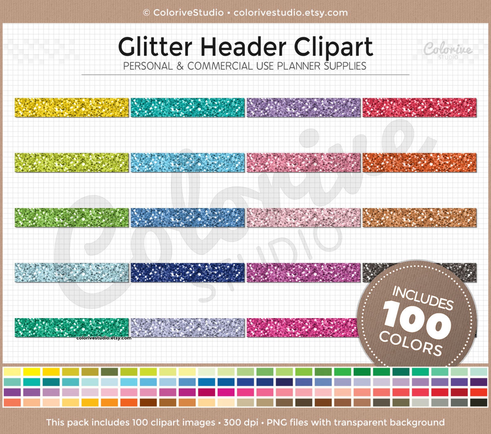 100 Glitter Header Planner Clipart Glitter Texture Task Box - Etsy