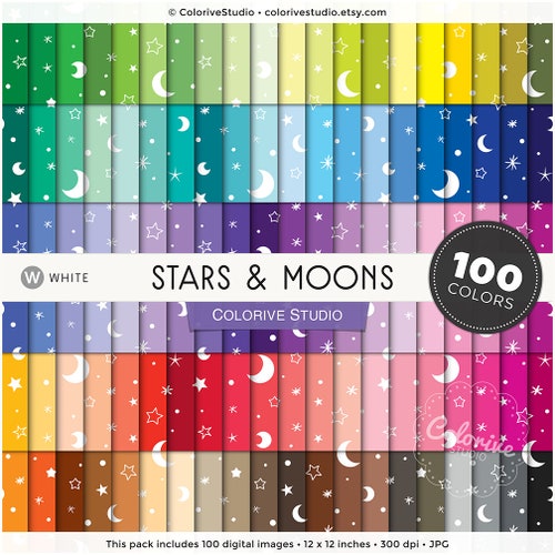 Tinted Confetti Stars Digital Paper 100 Rainbow Colors Stars - Etsy