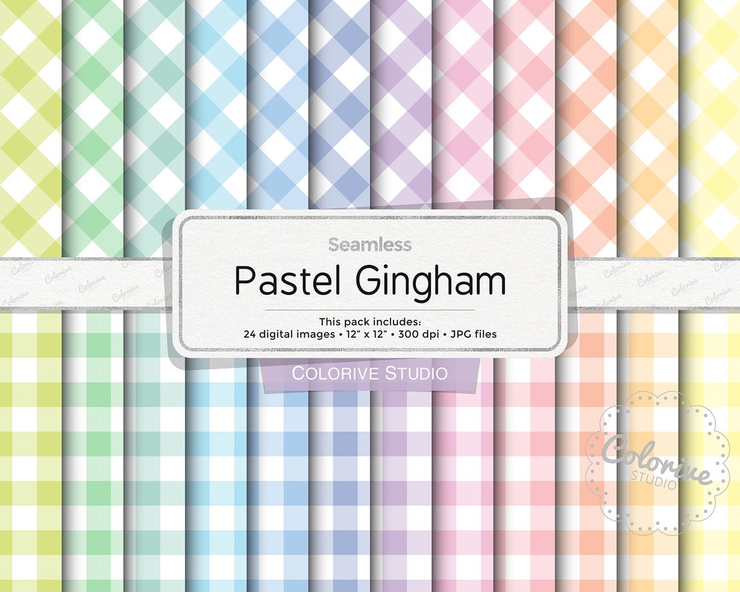 Pastel Gingham Digital Paper: Rainbow Scrapbook Paper (instant Download ...