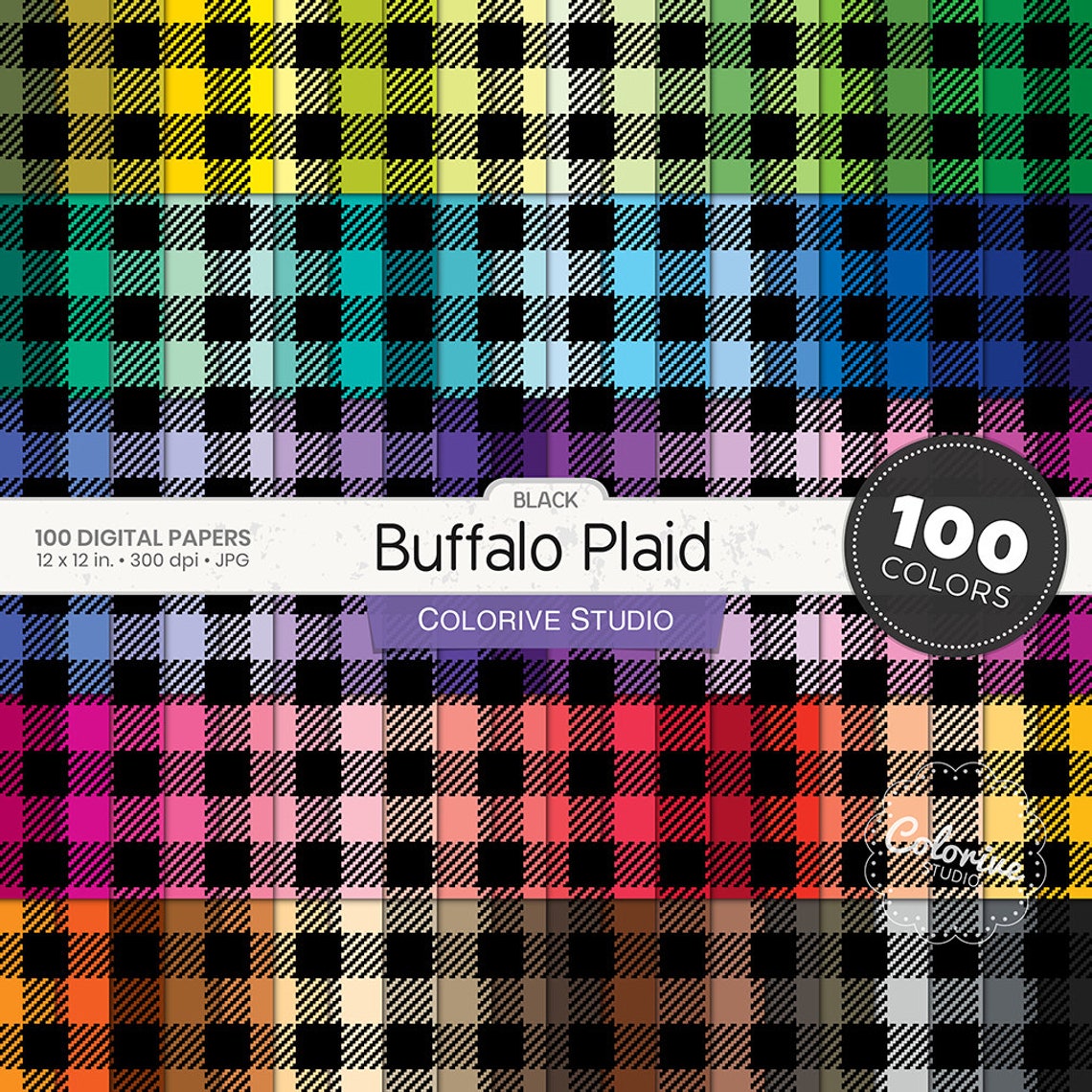 100 Colors Buffalo Plaid Digital Paper Pack (seamless Scrapbook Pattern ...