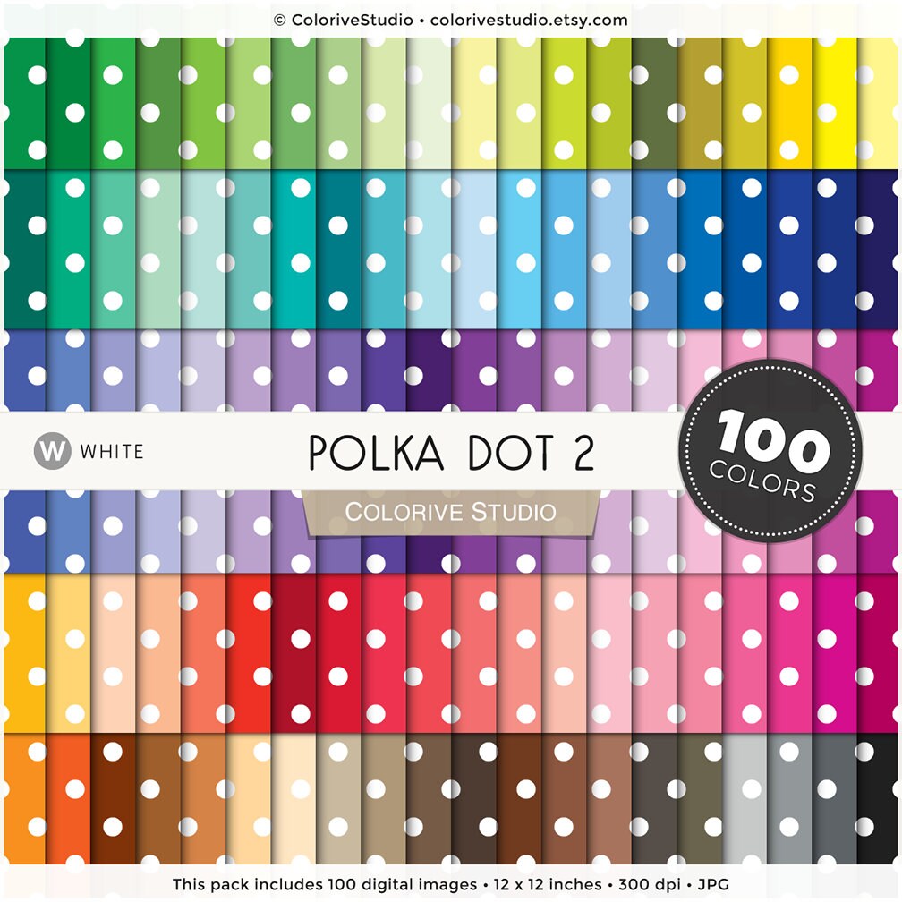 Polka Dots 2 Digital Paper 100 Rainbow Colors Small Classic - Etsy