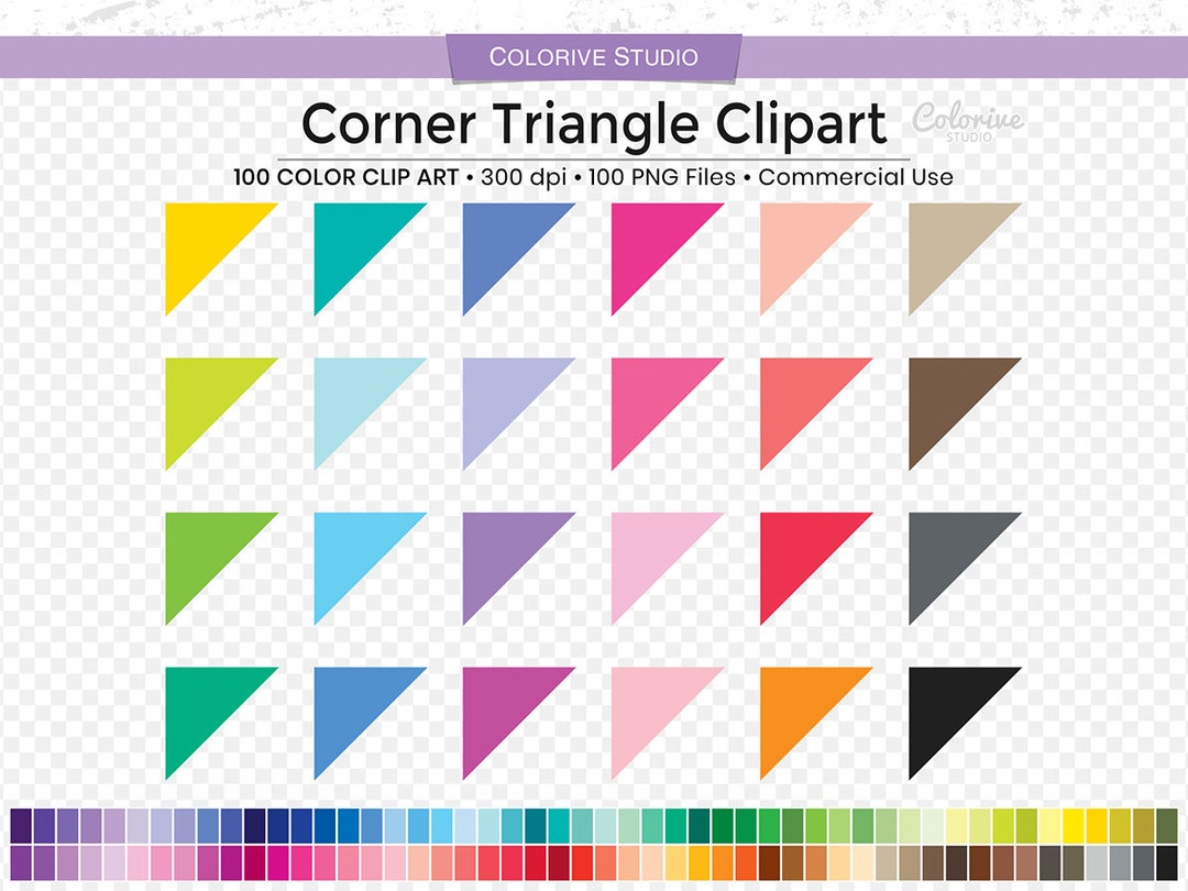 100 Corner Triangle Clipart in Rainbow Colors Solid Blank Triangle Png ...