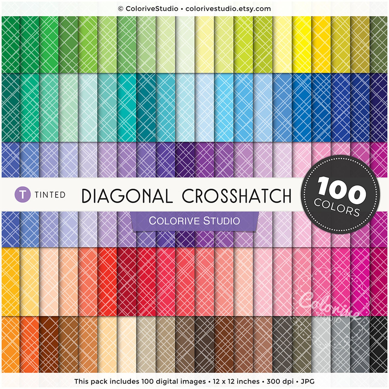 Tinted Crosshatch Digital Paper 100 Rainbow Colors Diagonal - Etsy